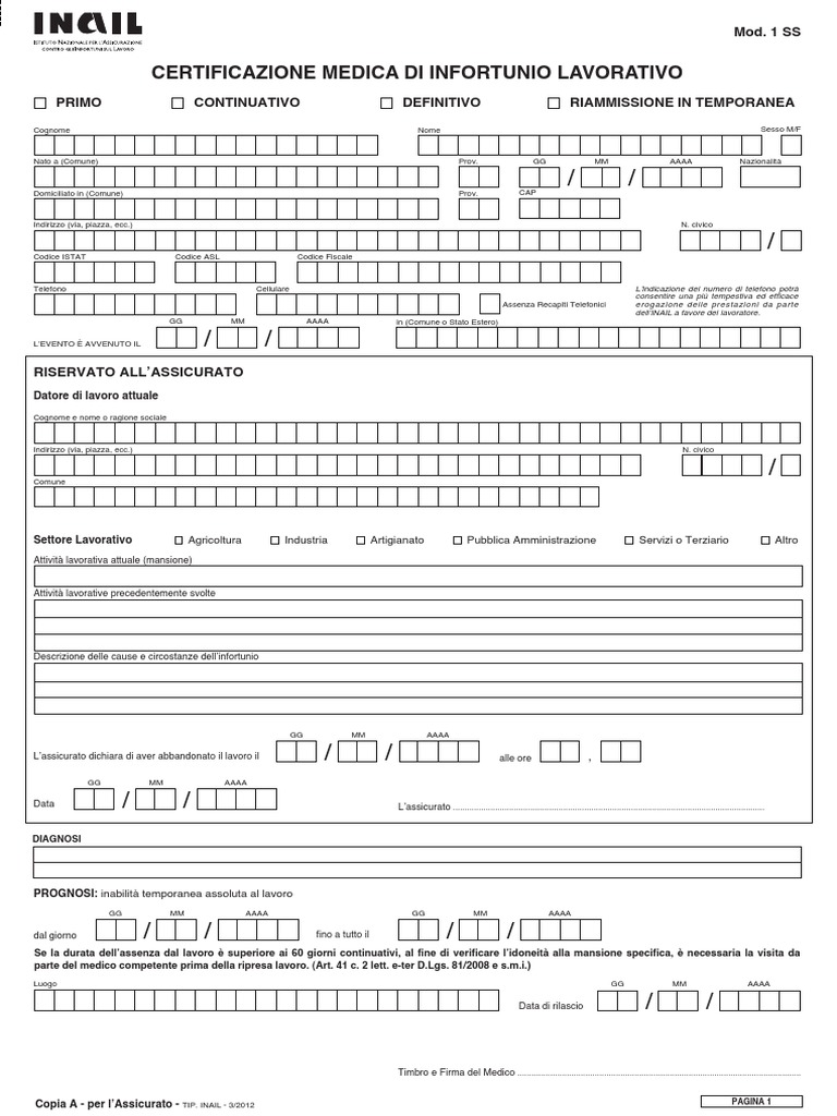Modello Inail | PDF