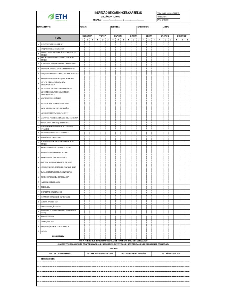 Check List Caminhões e Carretas | PDF | Veículos | Transporte