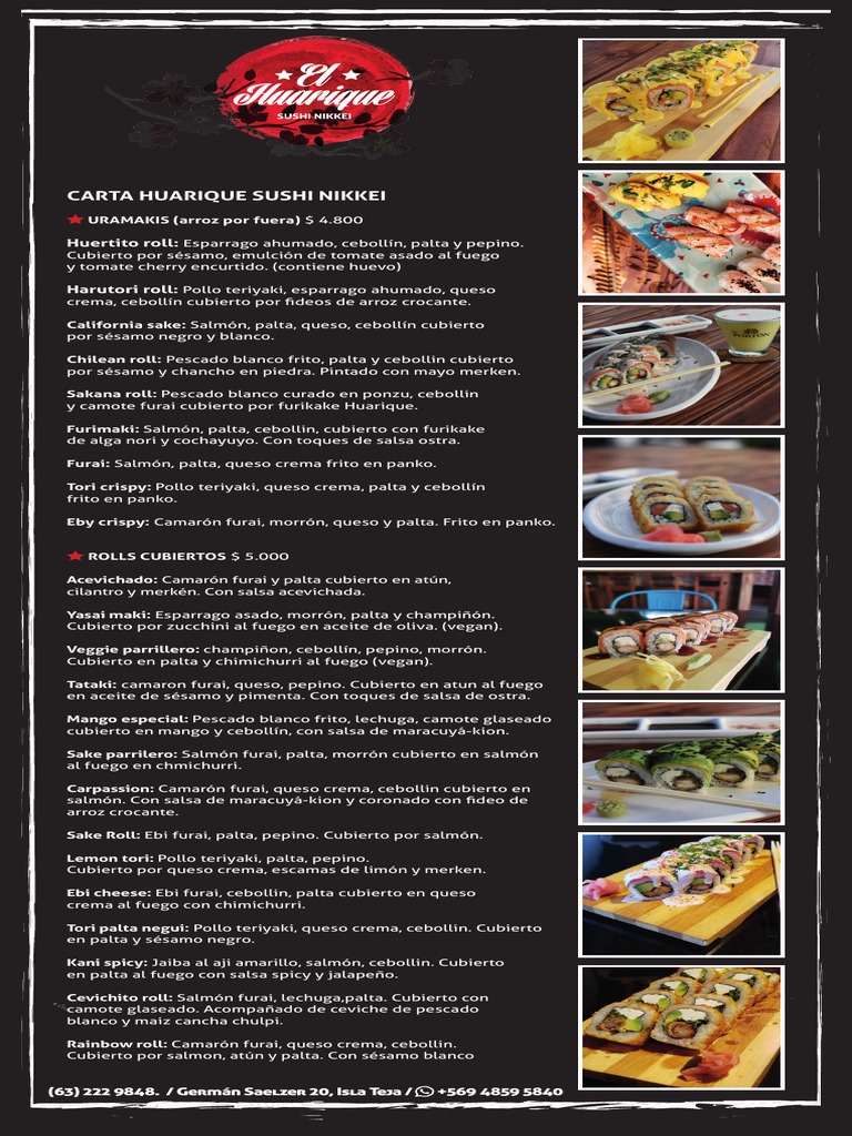 Carta de Sushi Nikkei Huarique | PDF | Sushi | Cocina