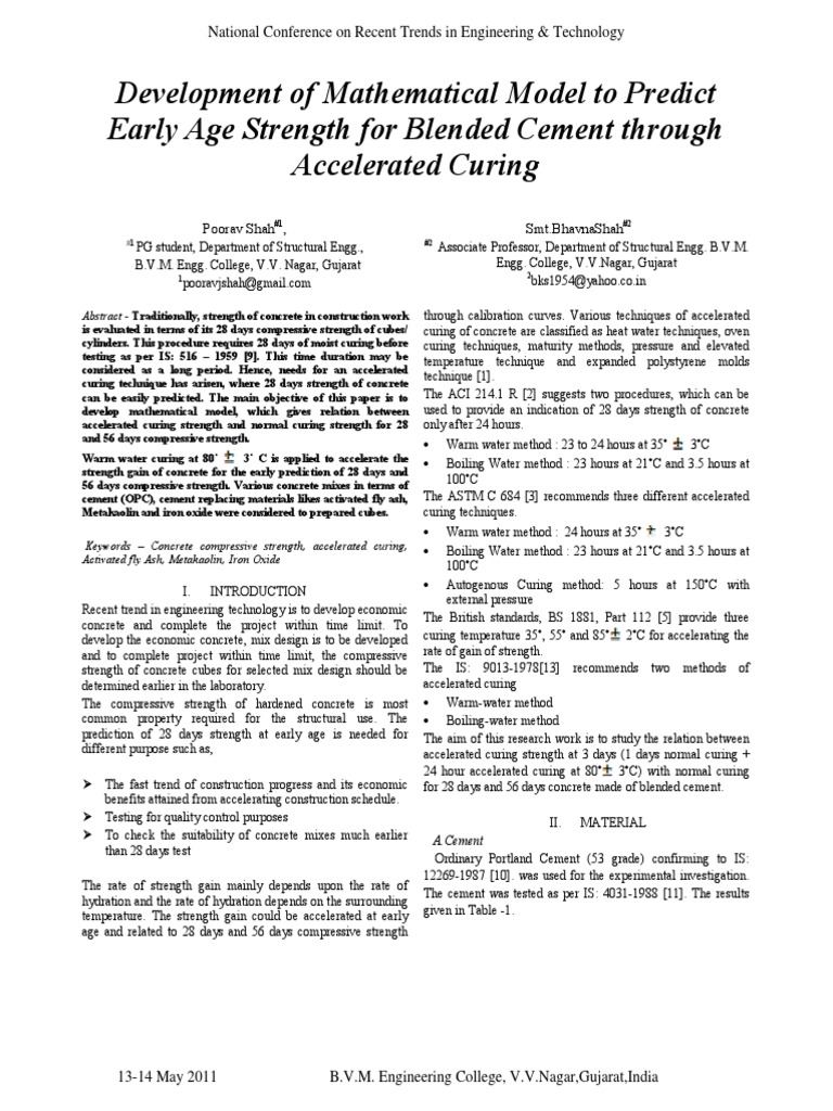 Development of Mathematical Model To Predict | PDF | Concrete | Cement