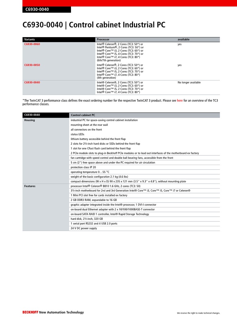 C6930-0040 - Control Cabinet Industrial PC: Variants | PDF | Solid ...