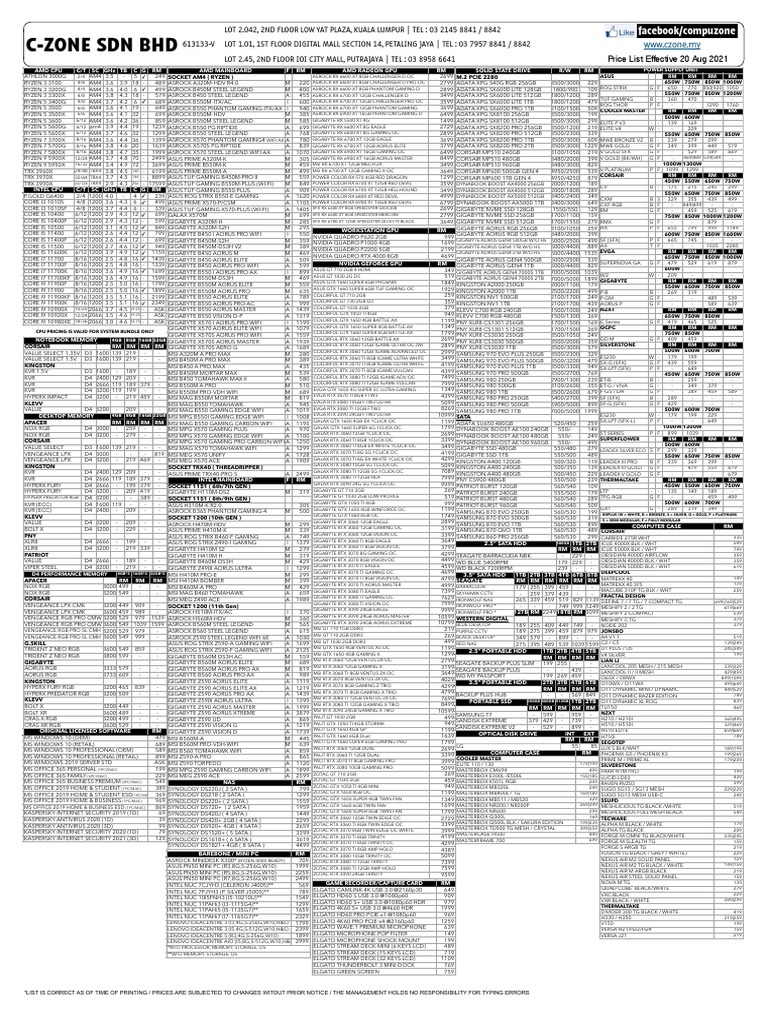 Low Yat Plaza & Digital Mall computer prices list with CPU, GPU ...