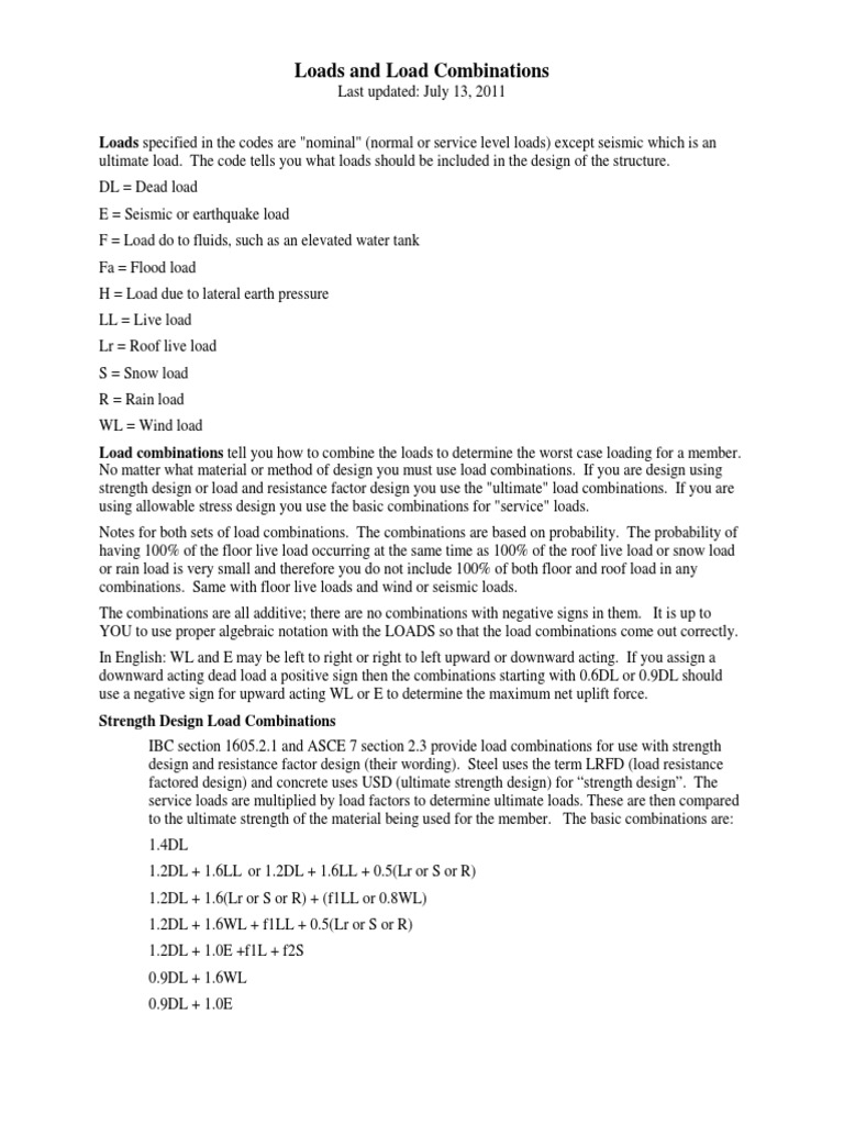 Loads and Load Combinations | PDF | Strength Of Materials | Structural Load