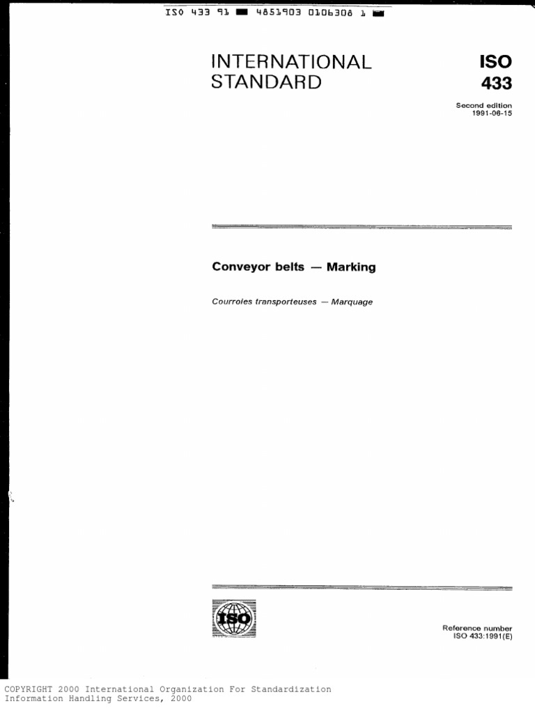 ISO 433 91 - Belt Conveyor Marking | PDF