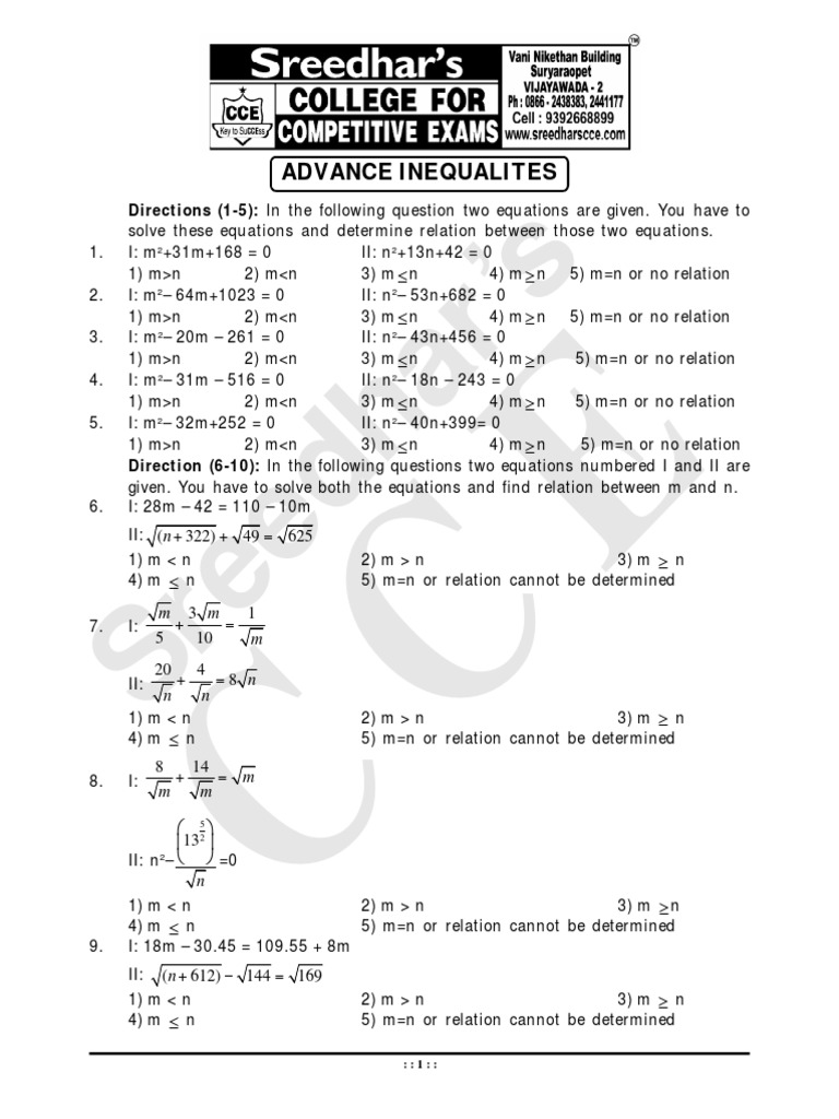 Advanced - Inequalities | Download Free PDF | Inequality (Mathematics ...