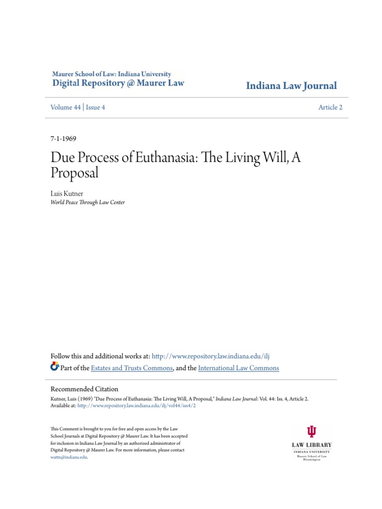 Luis Kutner - Due Process of Euthanasia - The Living Will A Proposal ...