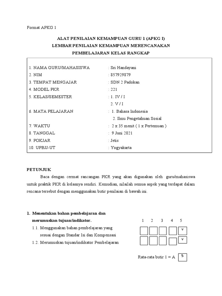 Format APKG 1 | PDF | Karier & Perkembangan | Sains & Matematika