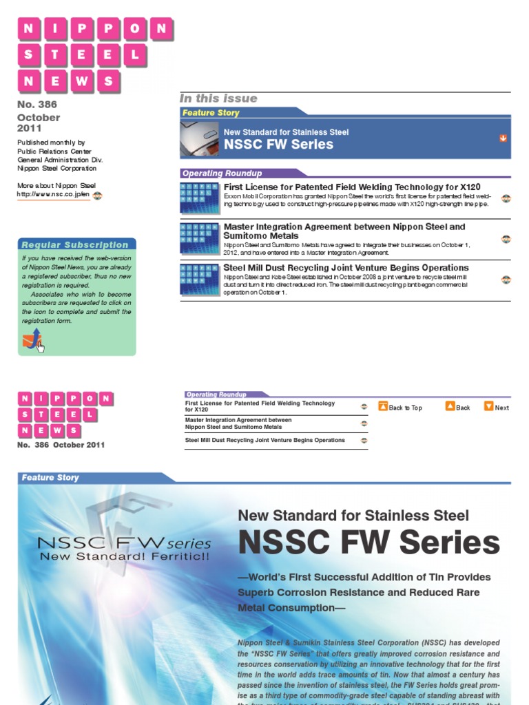 NSSC FW Series: in This Issue | PDF | Stainless Steel | Steel