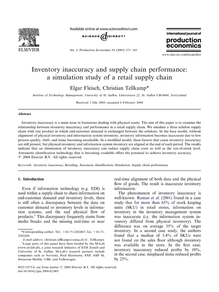 Inventory Inaccuracy and Supply Chain Performance | PDF | Inventory ...