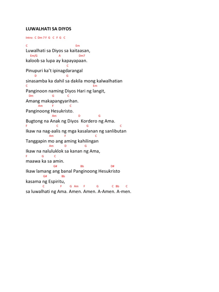 Luwalhati Sa Diyos | PDF