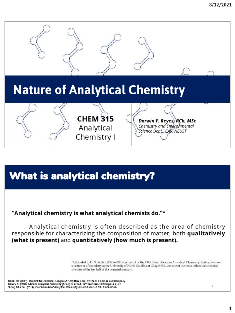 Lecture1 - Intro To Anachem-2021 | PDF | Analytical Chemistry | Chemistry