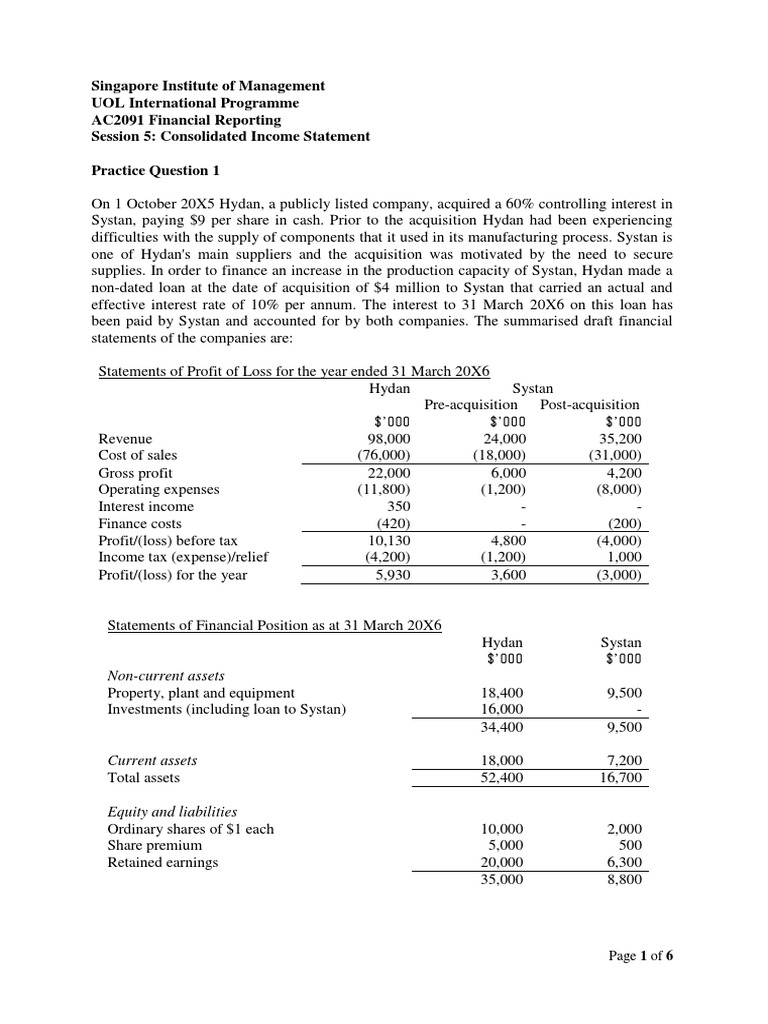 FR5 Consolidated Is (Practice) | PDF | Dividend | Balance Sheet