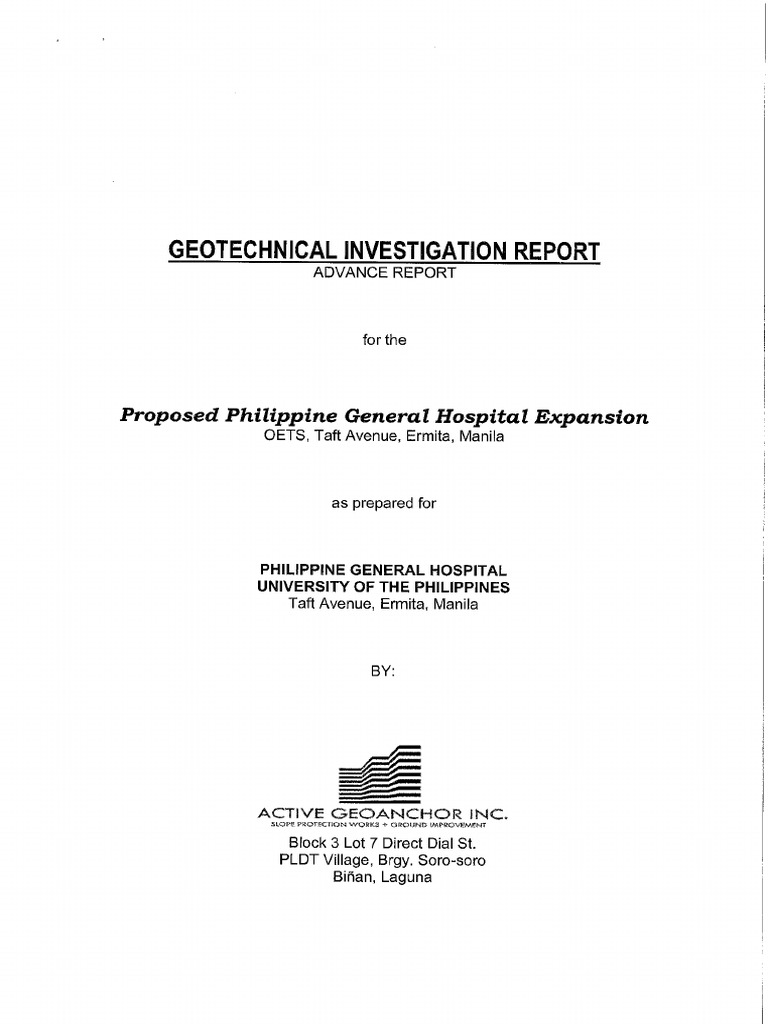 Geotechnical Investigation Report Including Field Boring Log | PDF