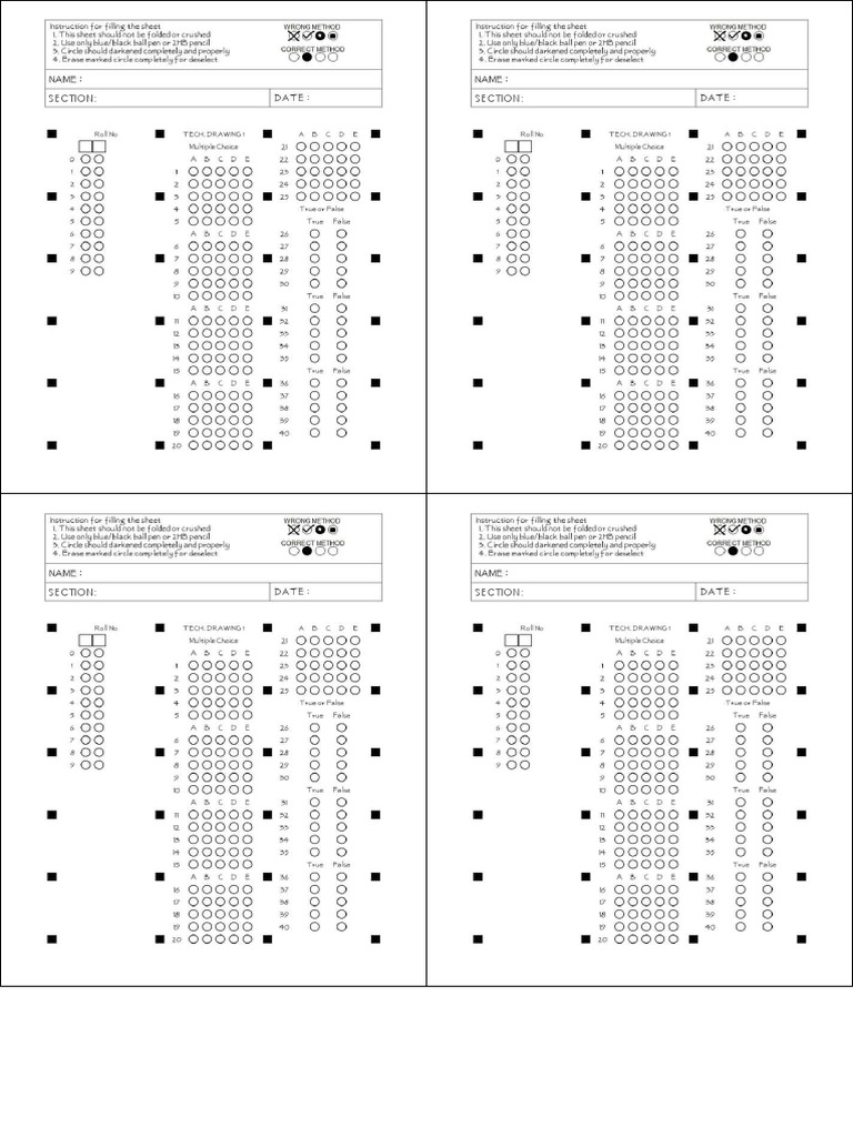 50 Item Answer Sheet (Shading) | PDF | Computers