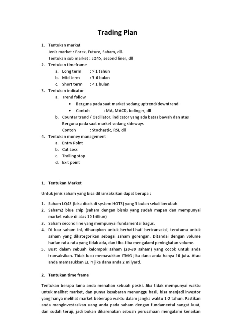 Trading Plan | PDF