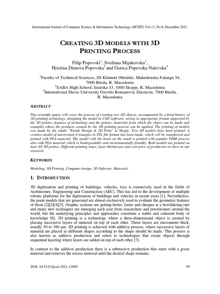 Creating 3D Models With 3D Printing Process | Download Free PDF | 3 D ...