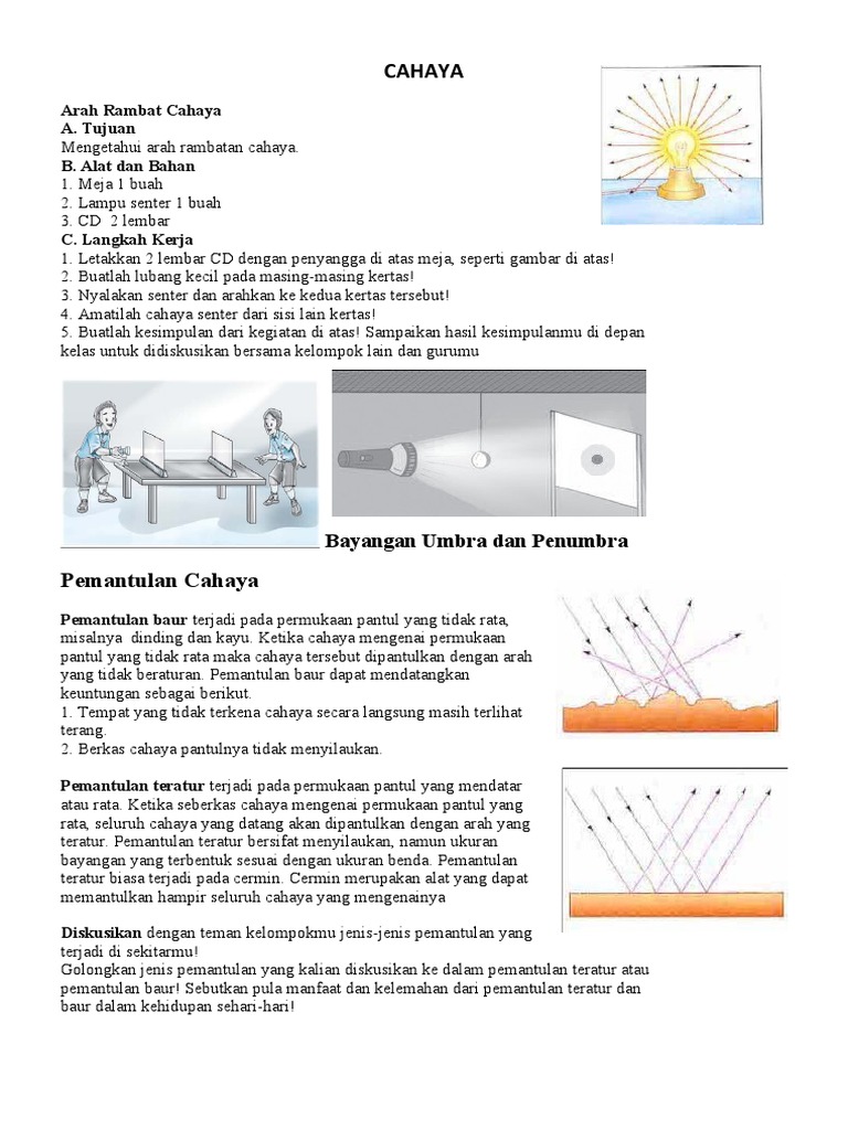 Eksperimen Sains Cahaya | PDF