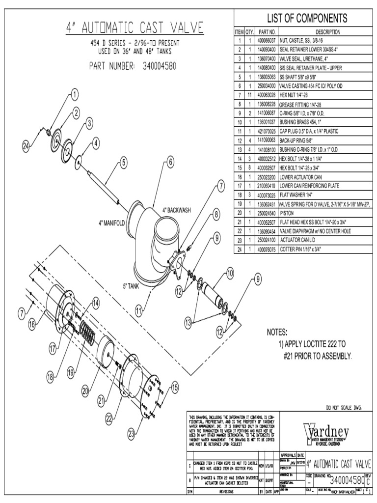 Yardney 454-D Backwash Valve 340004580 | PDF