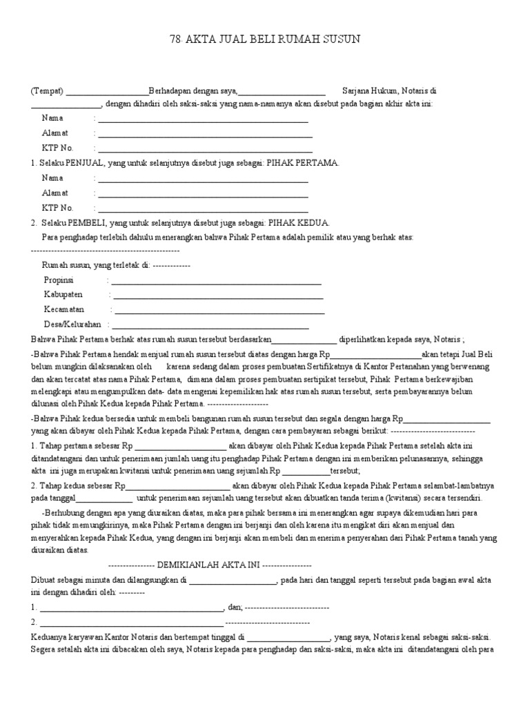 Akta Jual Beli Rumah Susun | PDF