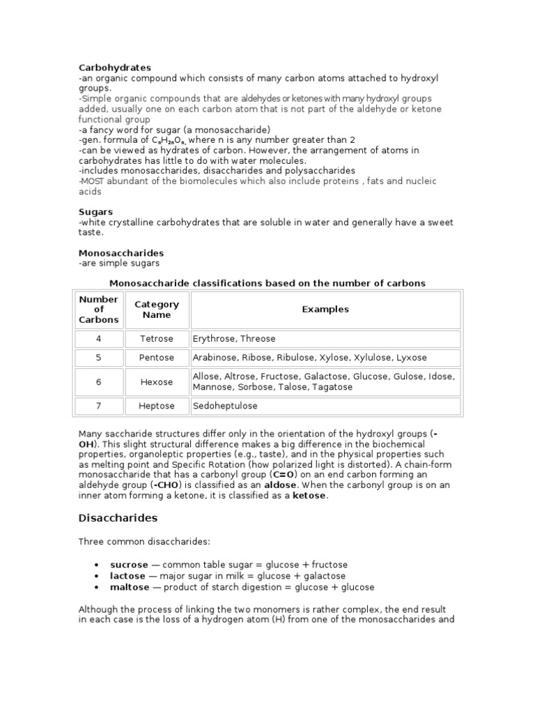 Carbohydrates Outline | Download Free PDF | Carbohydrates ...