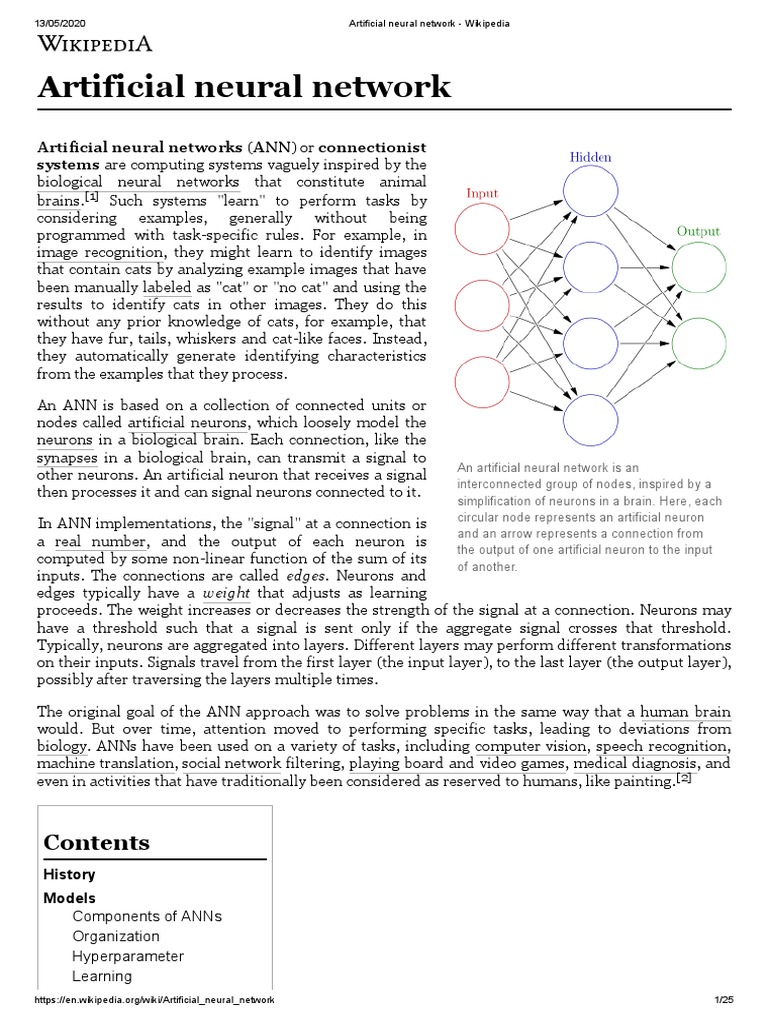 Artificial Neural Network - Wikipedia | PDF | Artificial Neural Network ...