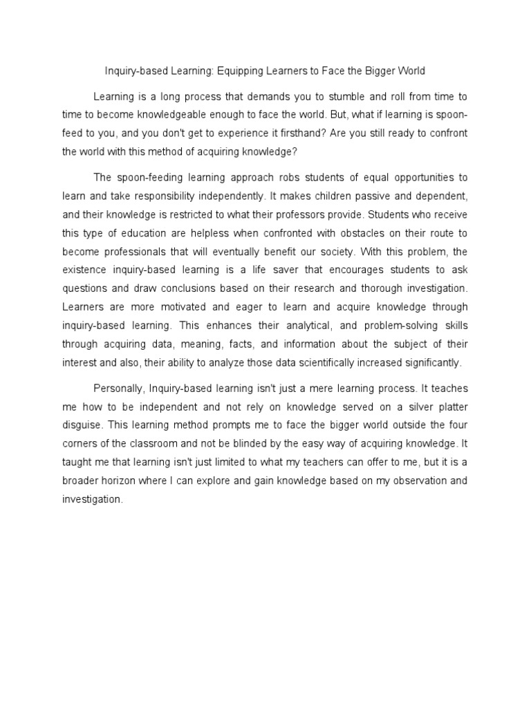 Hanbi Inquiry Based-Learning Essay | PDF