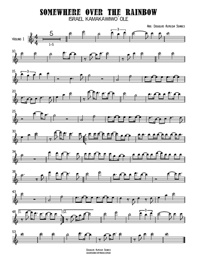 Partitura de "Somewhere Over the Rainbow" | PDF