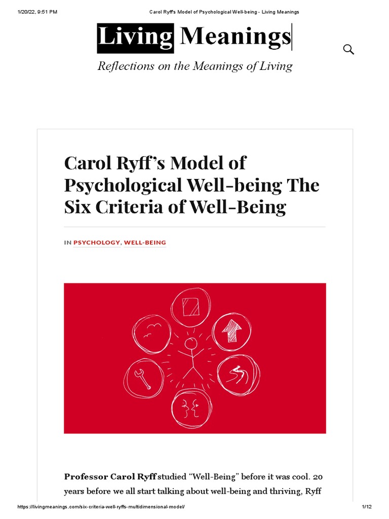 Carol Ryff's Model of Psychological Well-Being - Living Meanings | PDF ...