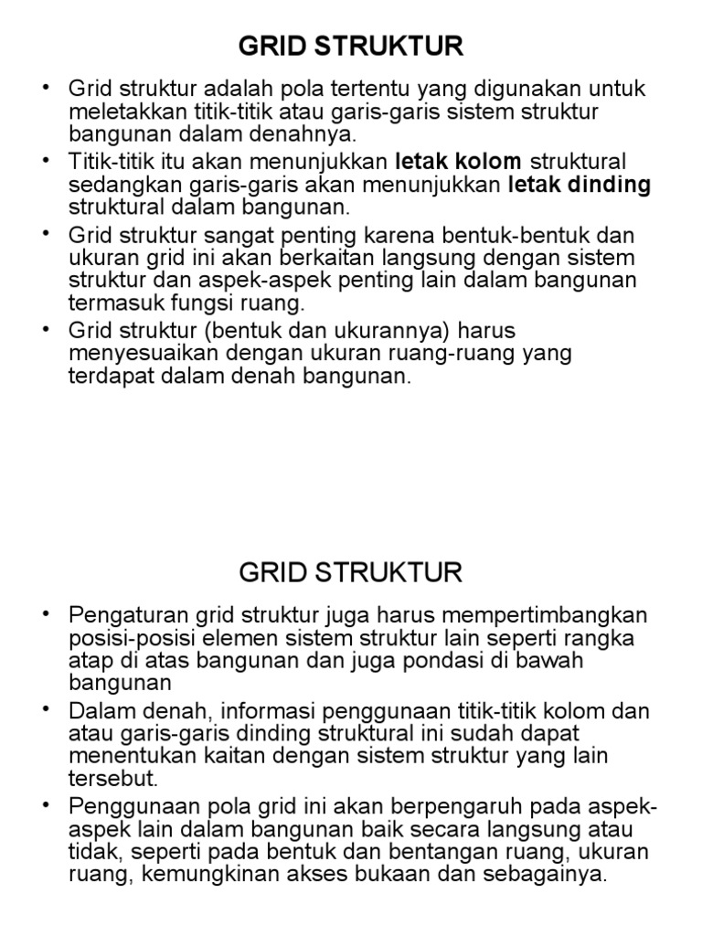 GRID STRUKTUR DAN PENEMPATAN KOLOM DALAM DENAH | PDF