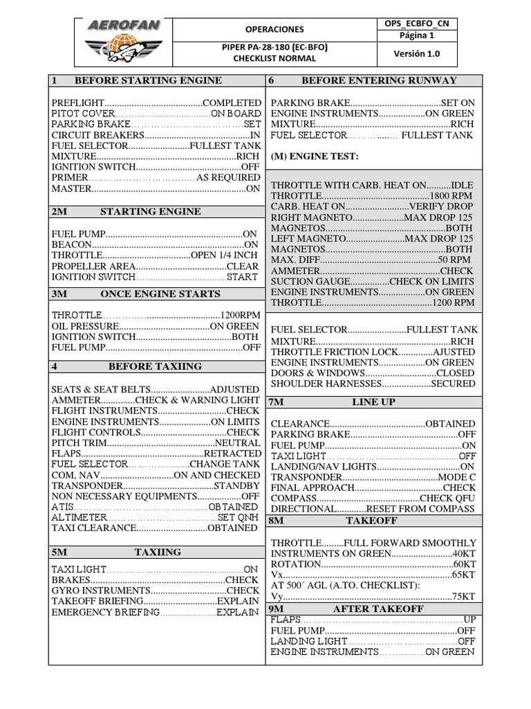 1 Before Starting Engine 6 Before Entering Runway | PDF | Ignition ...