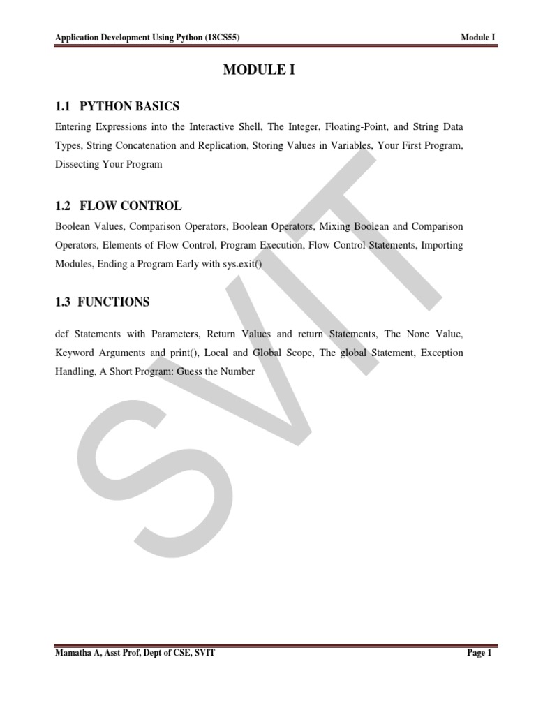 Python Module 1 Vtu | PDF | Control Flow | Boolean Data Type