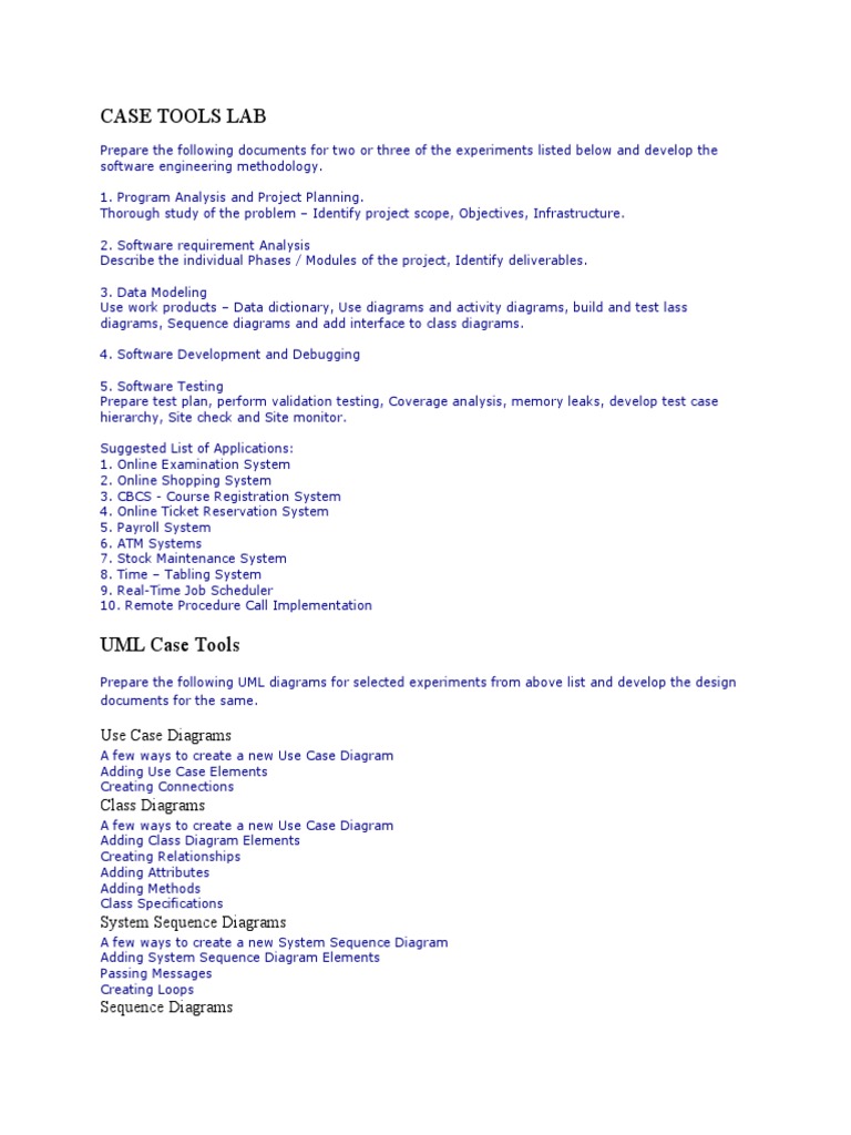 CASE Tool Lab Schedule | PDF | Class (Computer Programming) | Use Case
