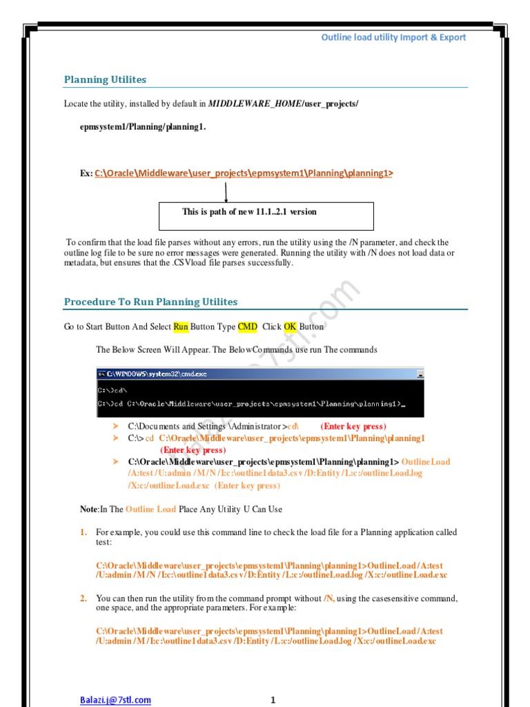 Outline Load Utility Import And Export Download Free Pdf Comma Separated Values Command Line
