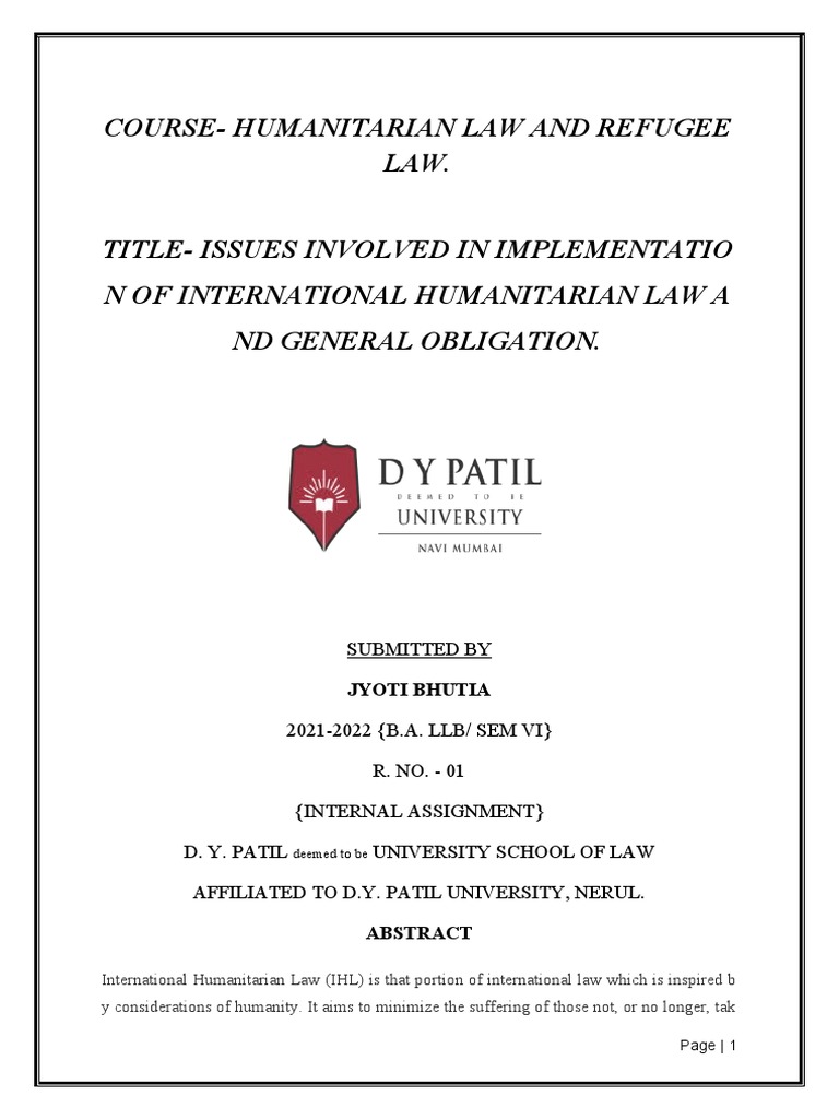 Humanitarian and Refugee Law | PDF | International Humanitarian Law | International Law