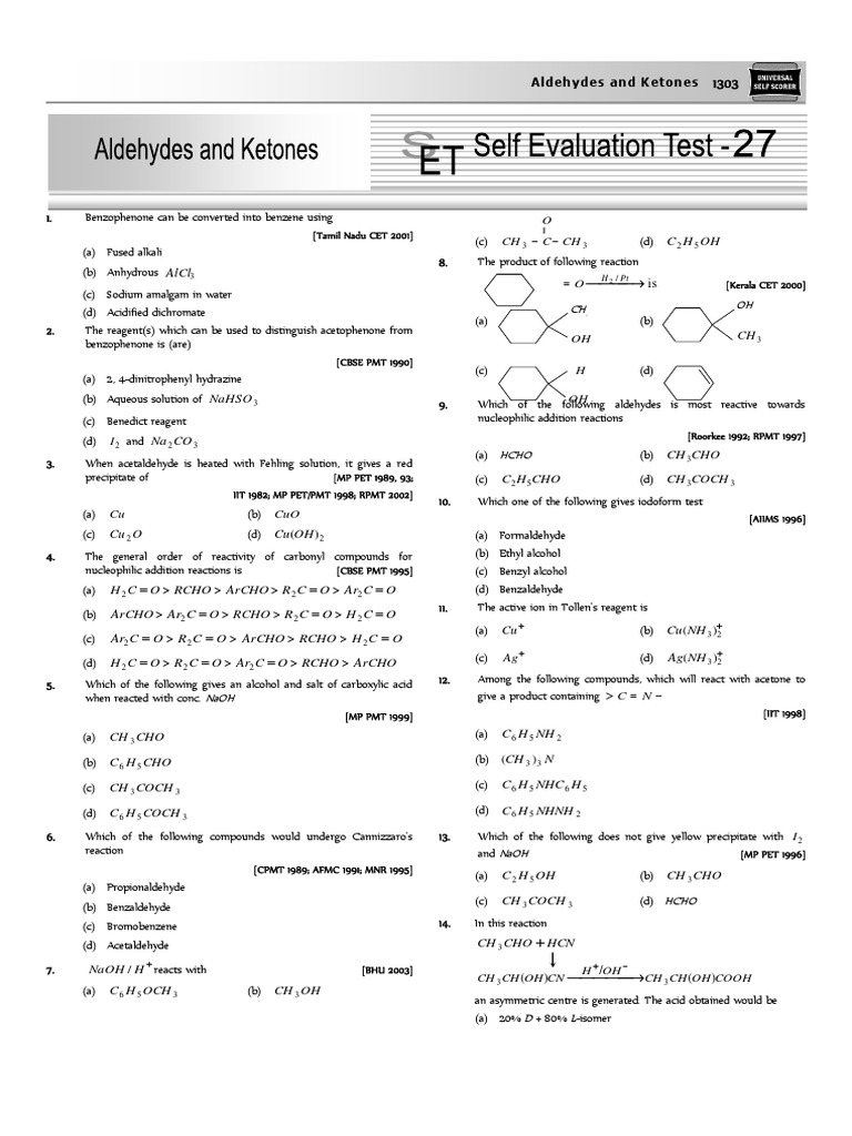 Aldehyde and Ketone Practice Problems | PDF | Aldehyde | Ketone