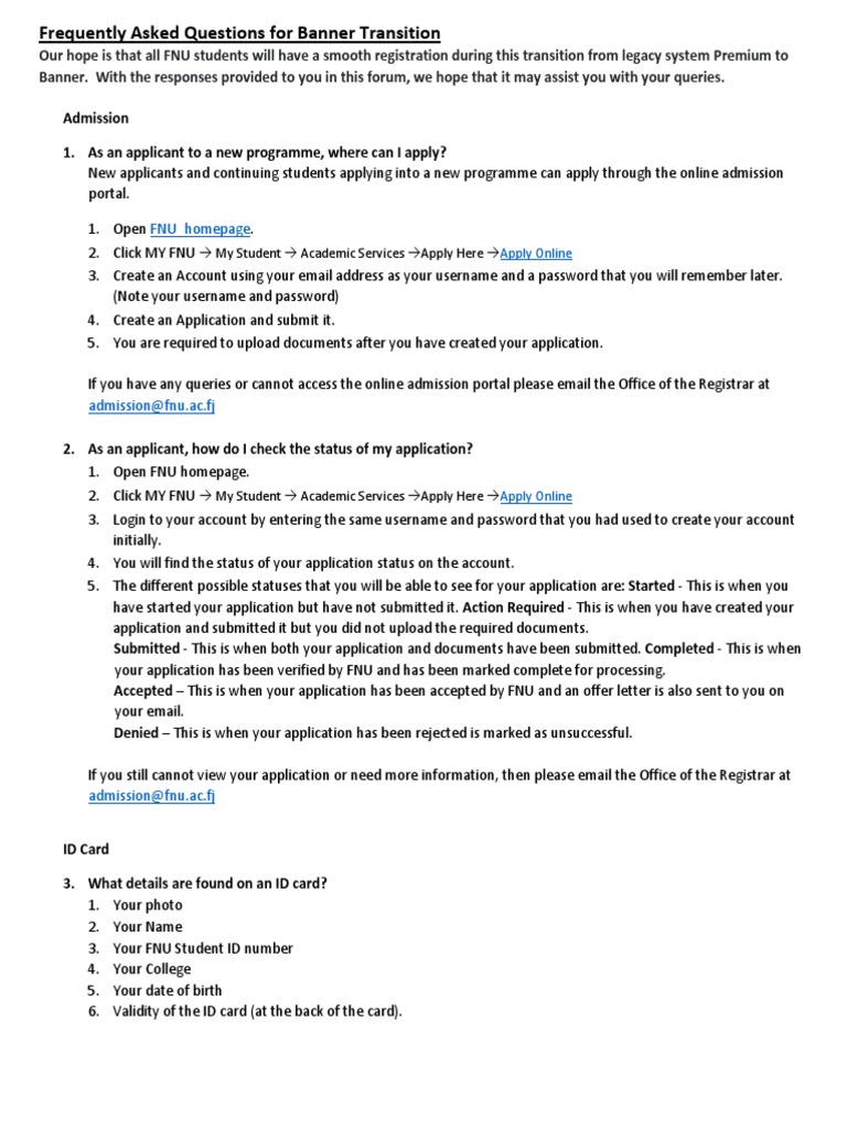 FNU Banner Student Self-Service Guide | PDF | Identity Document | Password