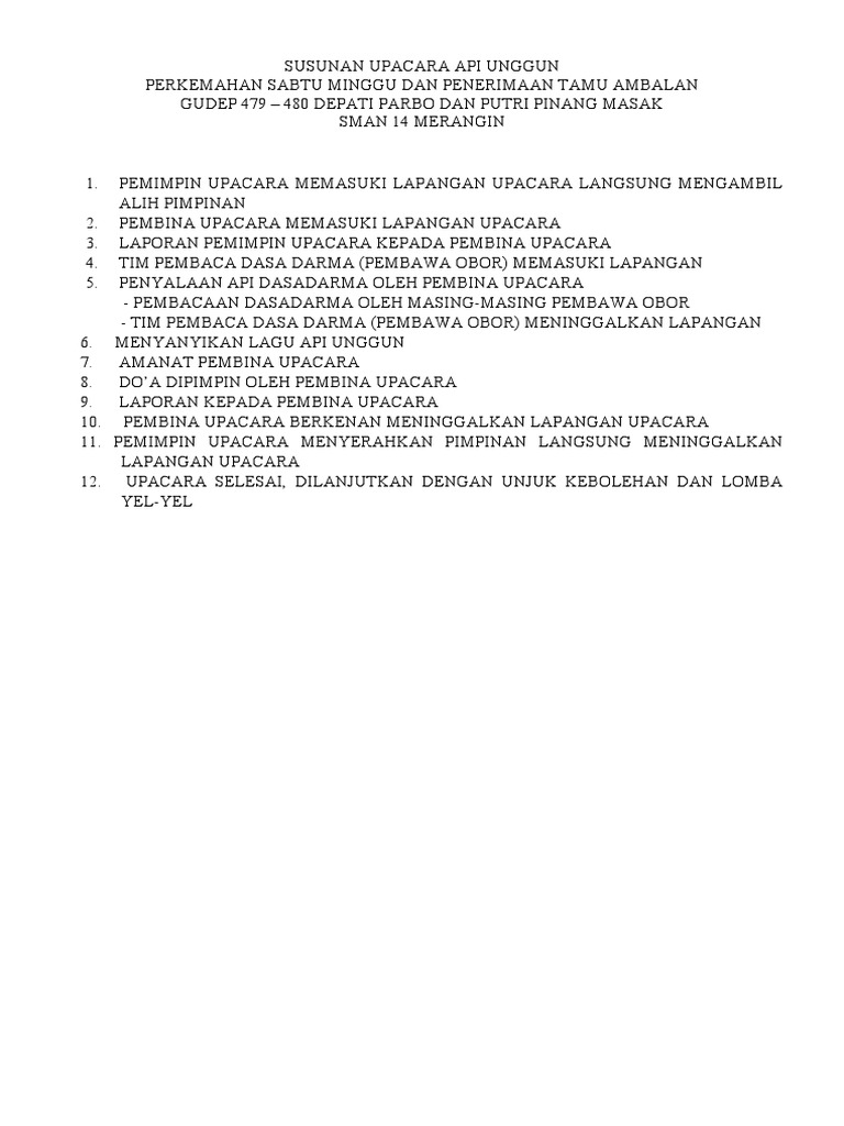 Susunan Upacara API Unggun | PDF