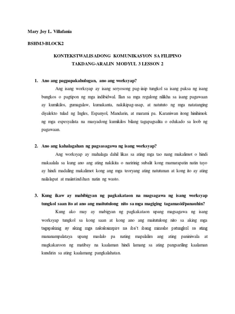 Takdang Aralin Modyul 3 Lesson 2 | PDF