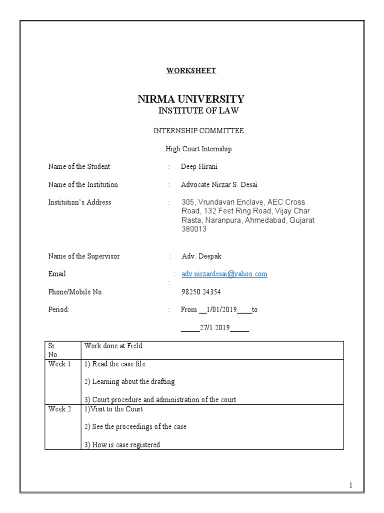 Semester 4 Internship Report | PDF | Lawyer | Advocate