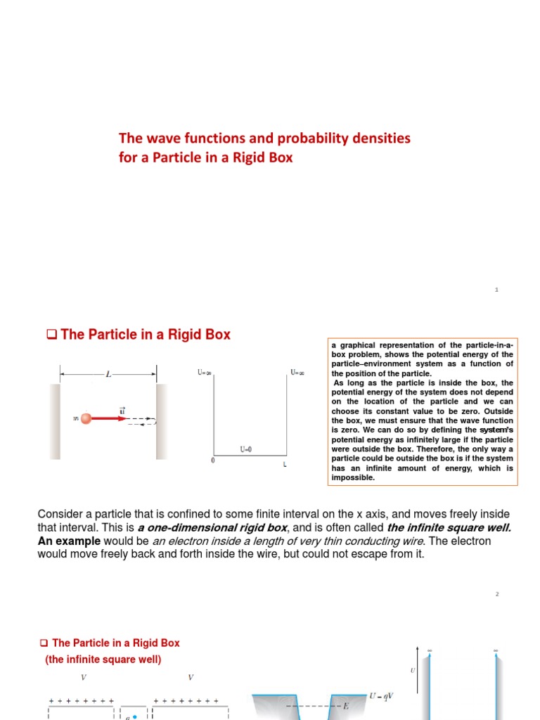 Lect. 2 The Wave Functions and Probability Densities For A Particle in A Rigid Box | PDF | Wave ...