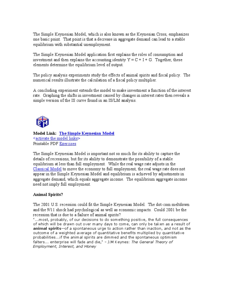 The Simple Keynesian Model | PDF | Keynesian Economics | Fiscal Multiplier