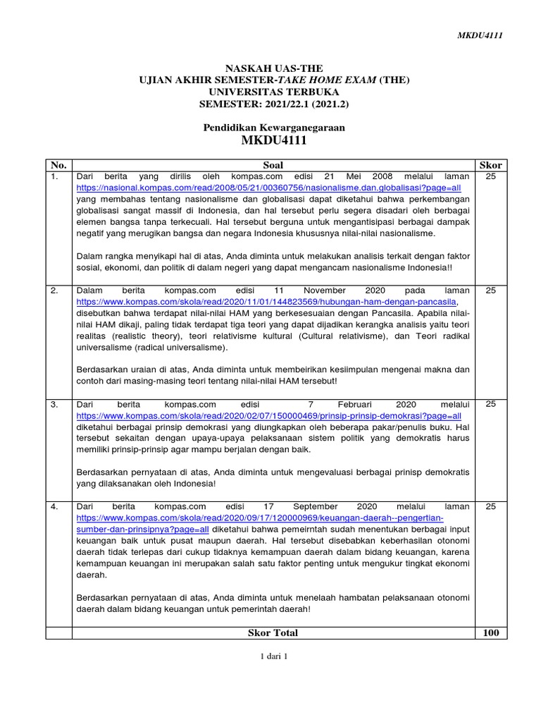 Naskah MKDU4111 The 2 BUTUH JAWABAN 081273324559 | PDF