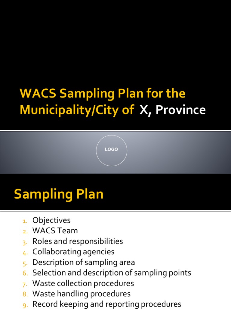 WACS Sampling Plan for Local Government | PDF | Waste | Personal Computers
