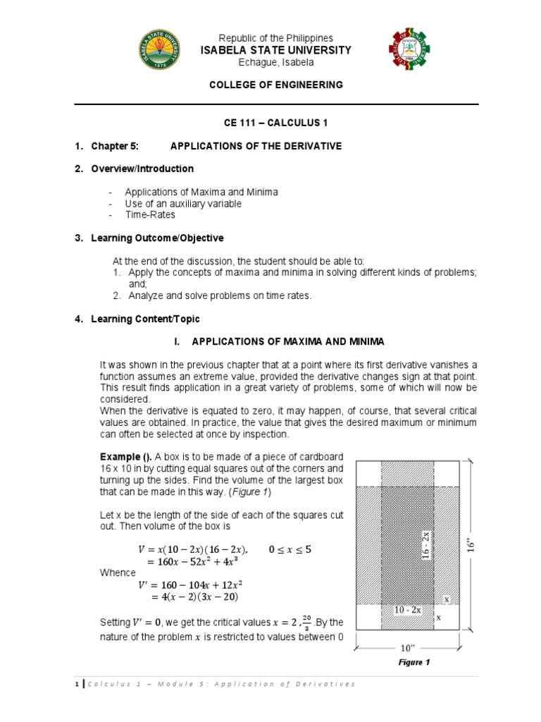 Diff. Calc. Module 5 Applications of Derivative | PDF | Area | Maxima And Minima