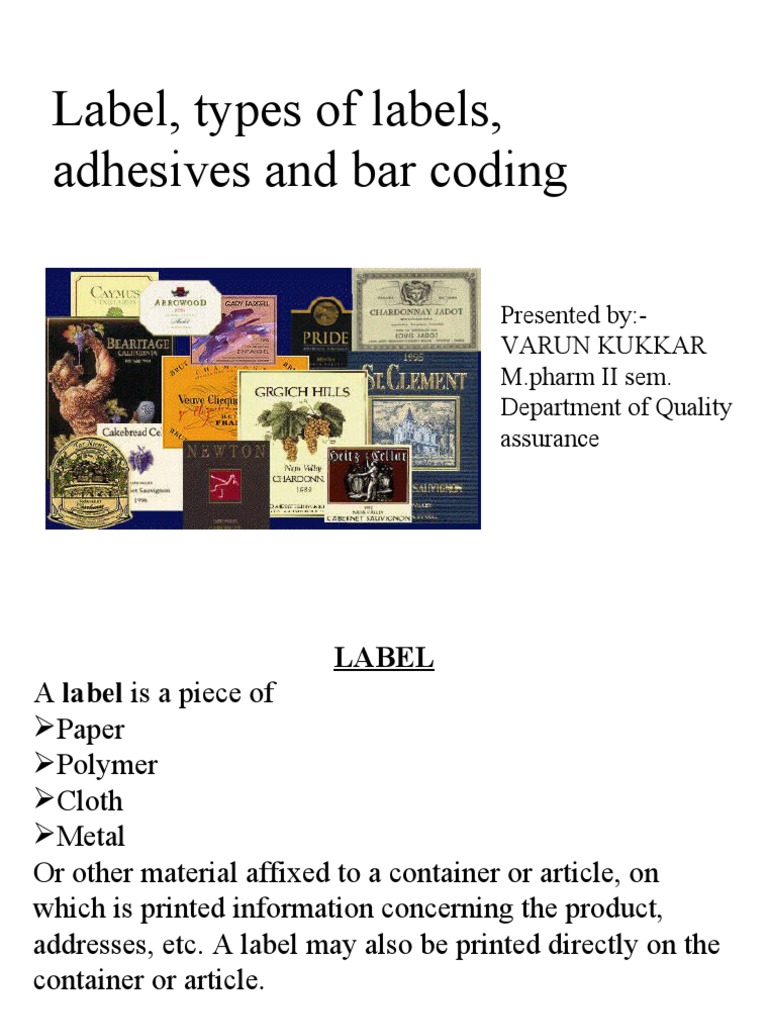 Label, Types of Labels, Adhesives and Bar Coding | Download Free PDF ...