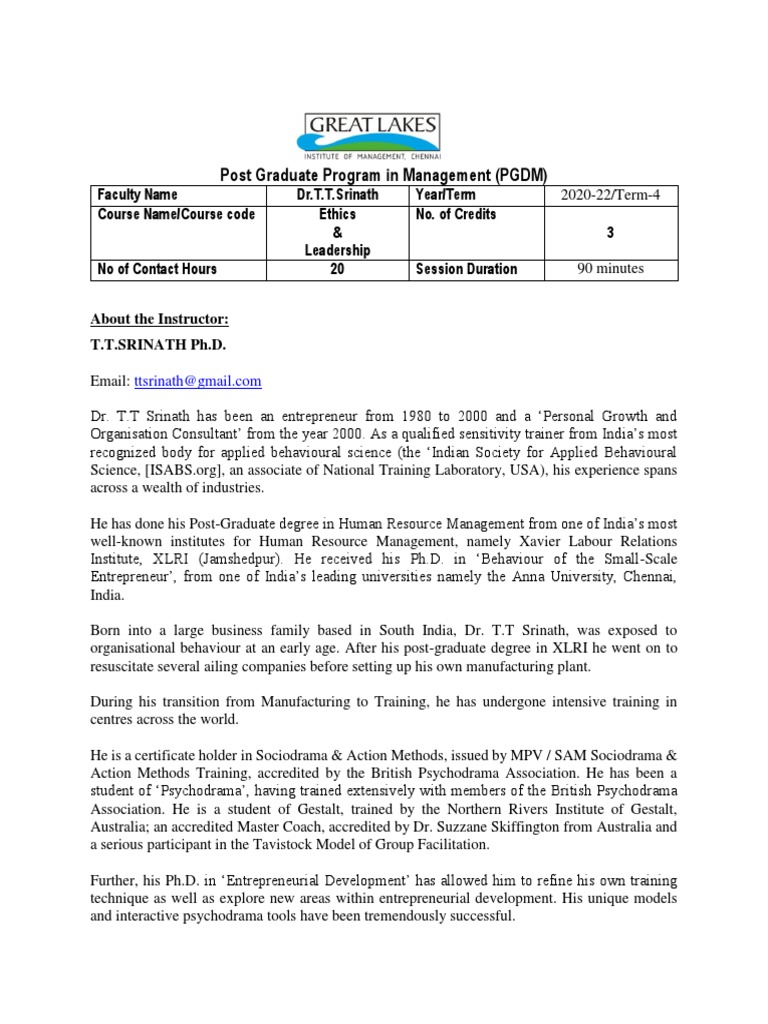 Ethics Leadership Course Outline | PDF | Test (Assessment) | Critical ...