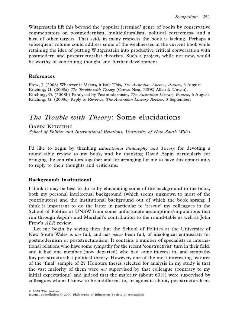 Gavin Kitching The Trouble With Theory Some Elucidations | PDF | Ludwig ...