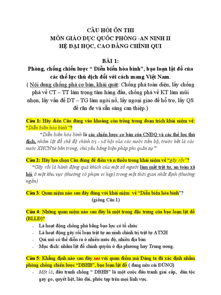 ĐỀCƯƠNG QP2 | PDF