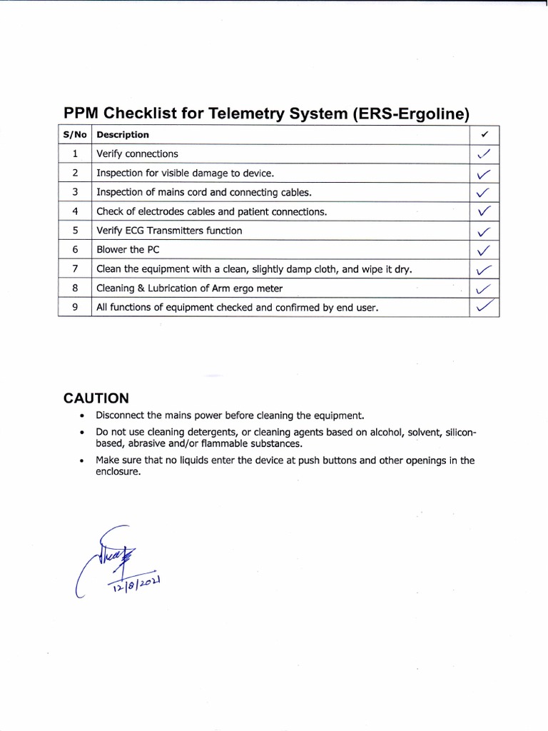 PPM Checklist ERS | PDF