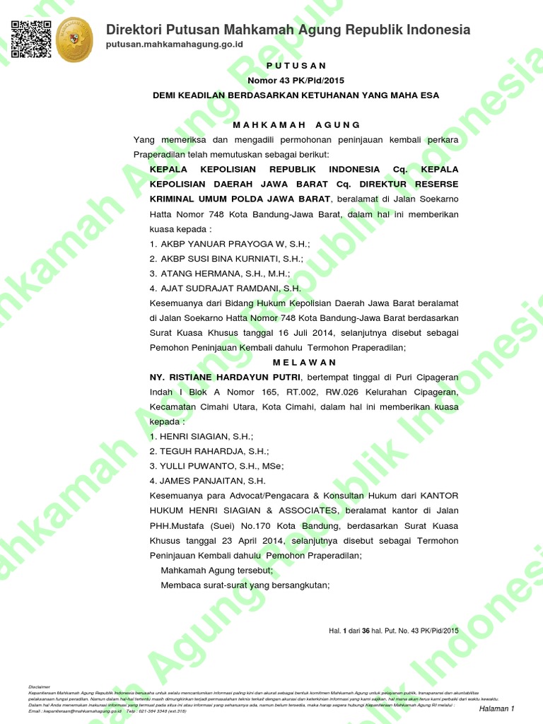 Direktori Putusan Mahkamah Agung Republik Indonesia | PDF